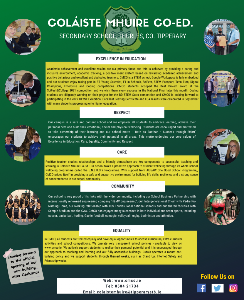 Ethos – Coláiste Mhuire Co-Ed